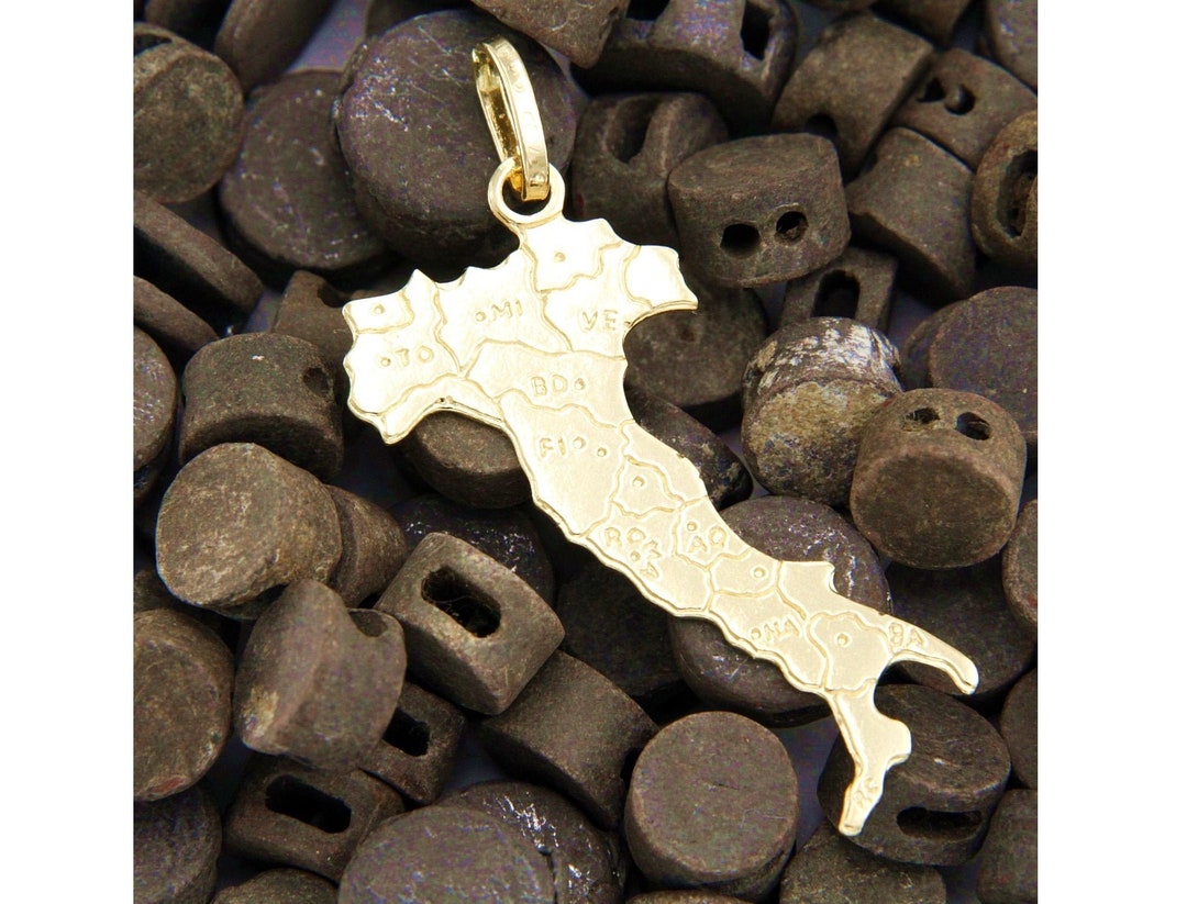 Italy Map Gold Pendant, Italian Gold Pendant, Solid Gold Pendant, 18k ...