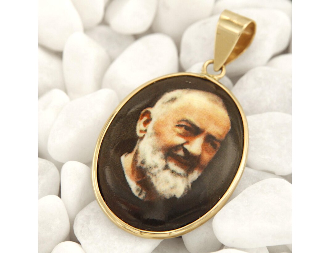 Padre Pio Gold Pendant, Padre Pio Pendant 14k, Padre Pio Medal Gold ...
