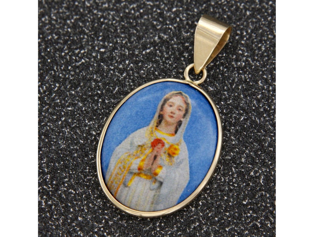 14k Gold Virgin Mary Pendant, Gold Mother Mary Pendant, Virgin Mary ...