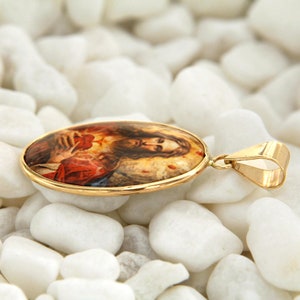 14k Gold Jesus Heart Pendant, Gold Sacred Heart Pendant, Sacred Heart ...