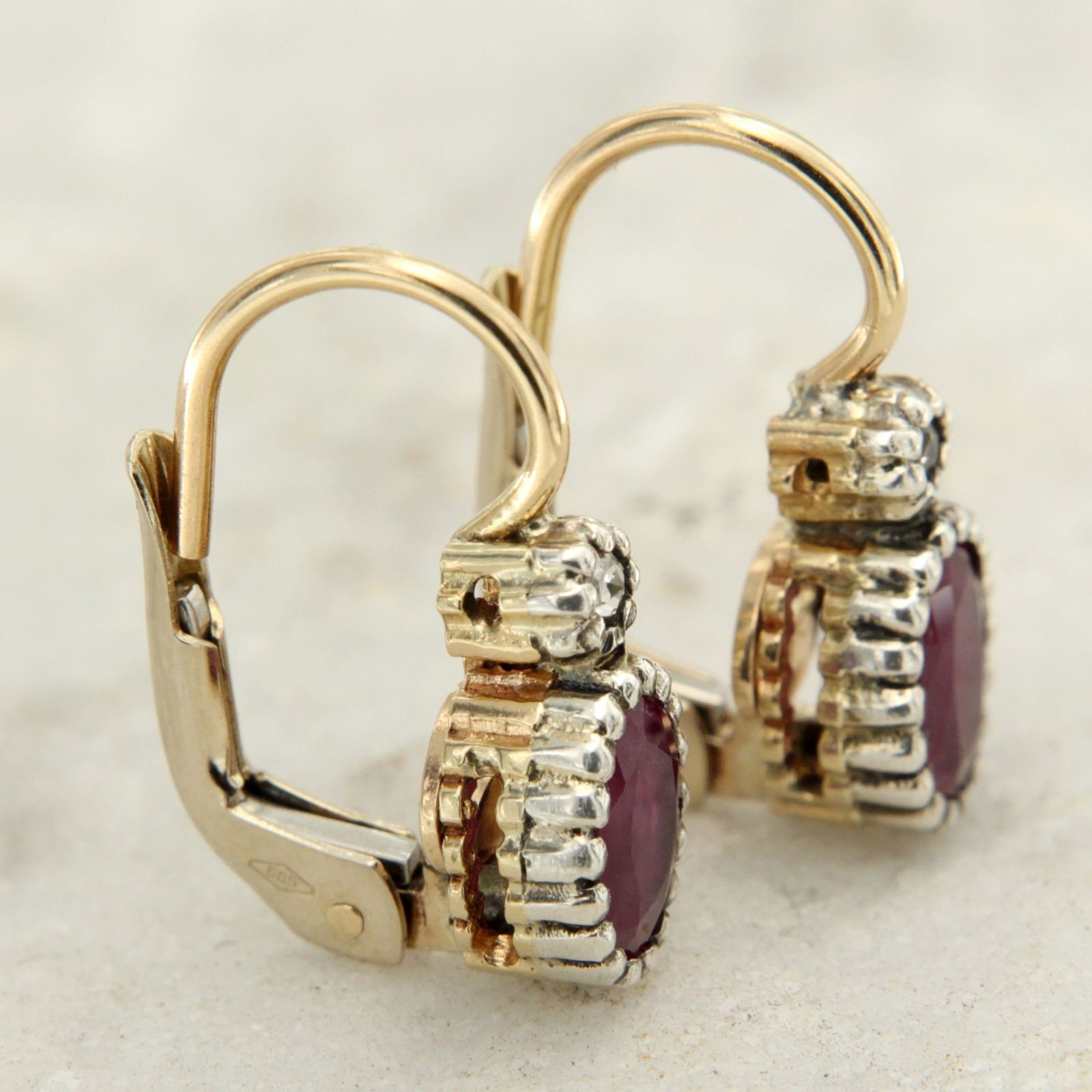 14k Gold Ruby Earrings, Antique Style Earrings, Ruby Drop Earrings ...