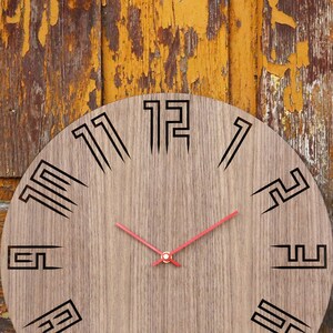 Rustic Wooden Modern Wall Clock With Numbers, Hanging Decor ...