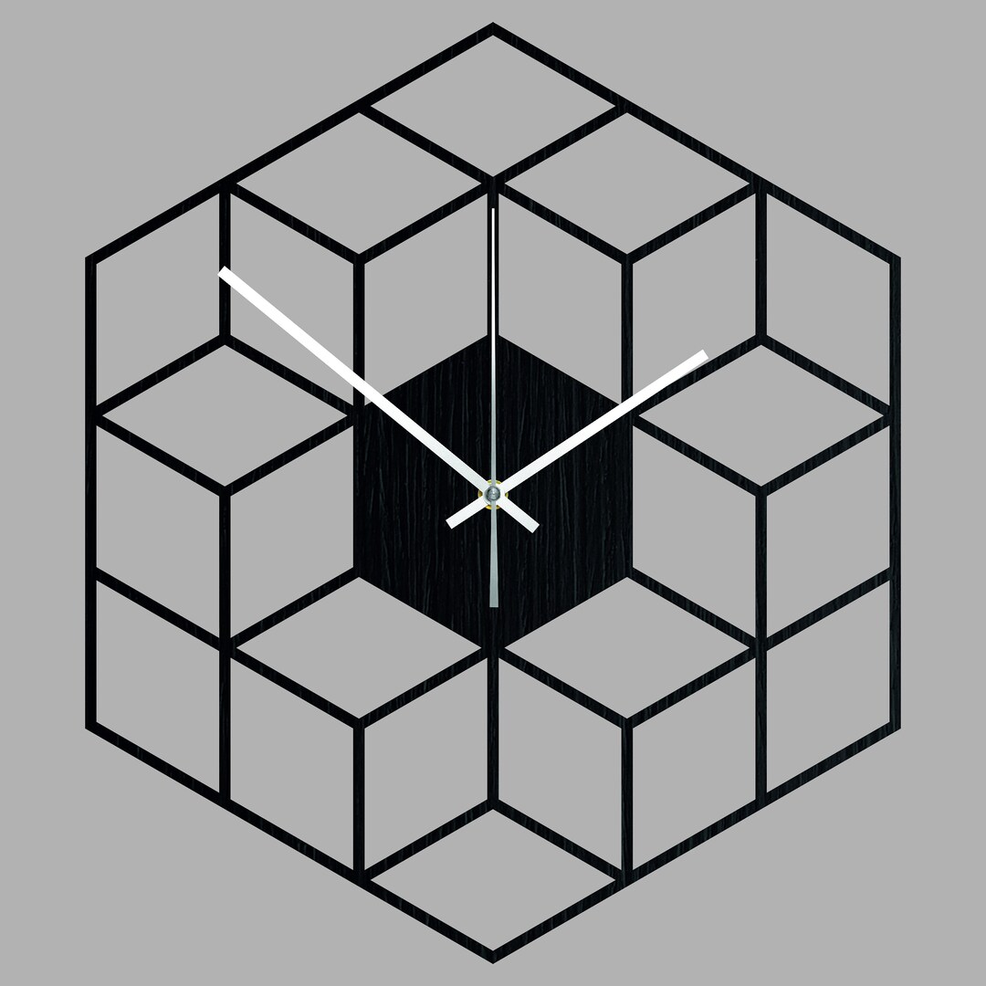 Black Color Cube Shape Silent Wood Clock - Modern and Unique Home Decor ...