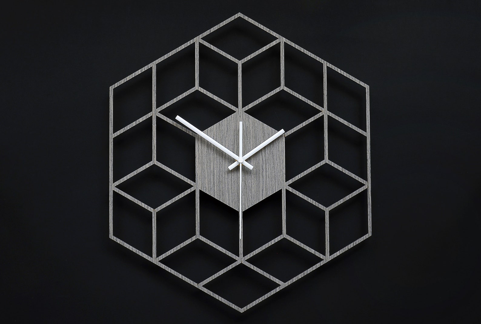 Minimalist Geometric Clock Cube Shape Wooden Wall Clock | Etsy