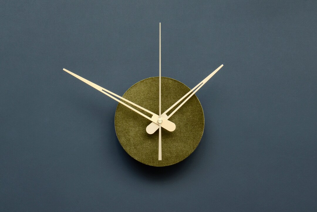 Mini Round Wall Clock - Clock for Tiny Home - Dark Green and Gold 5 ...