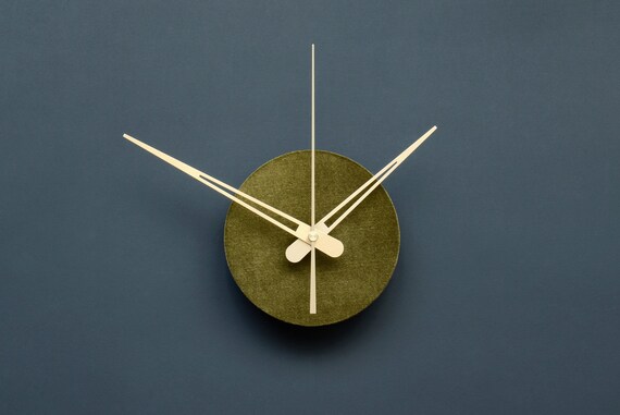 Mini Round Wall Clock Clock for Tiny Home Dark Green and | Etsy