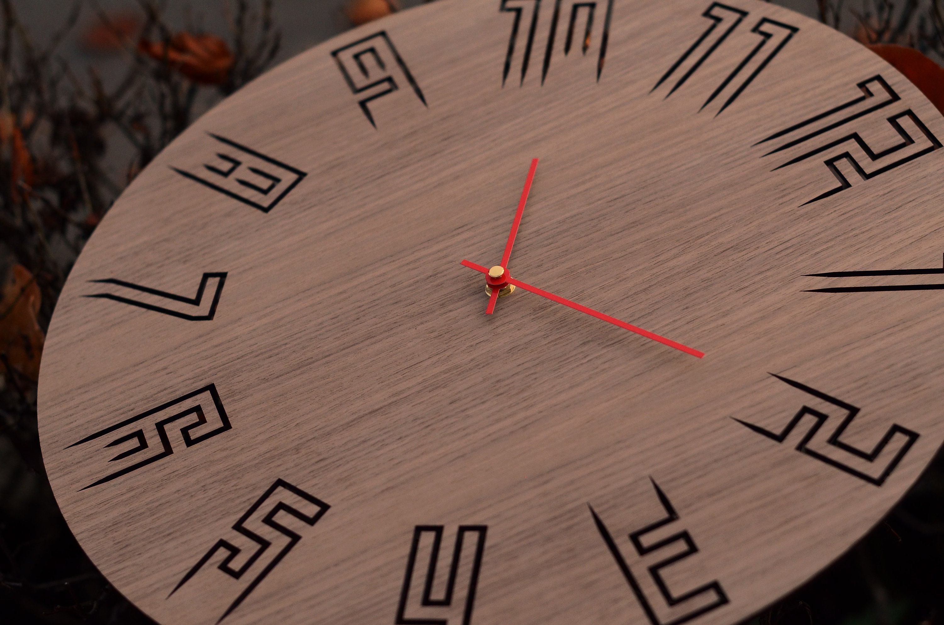 Modern Wall Clock With Numbers Rustic Wooden Personalized | Etsy