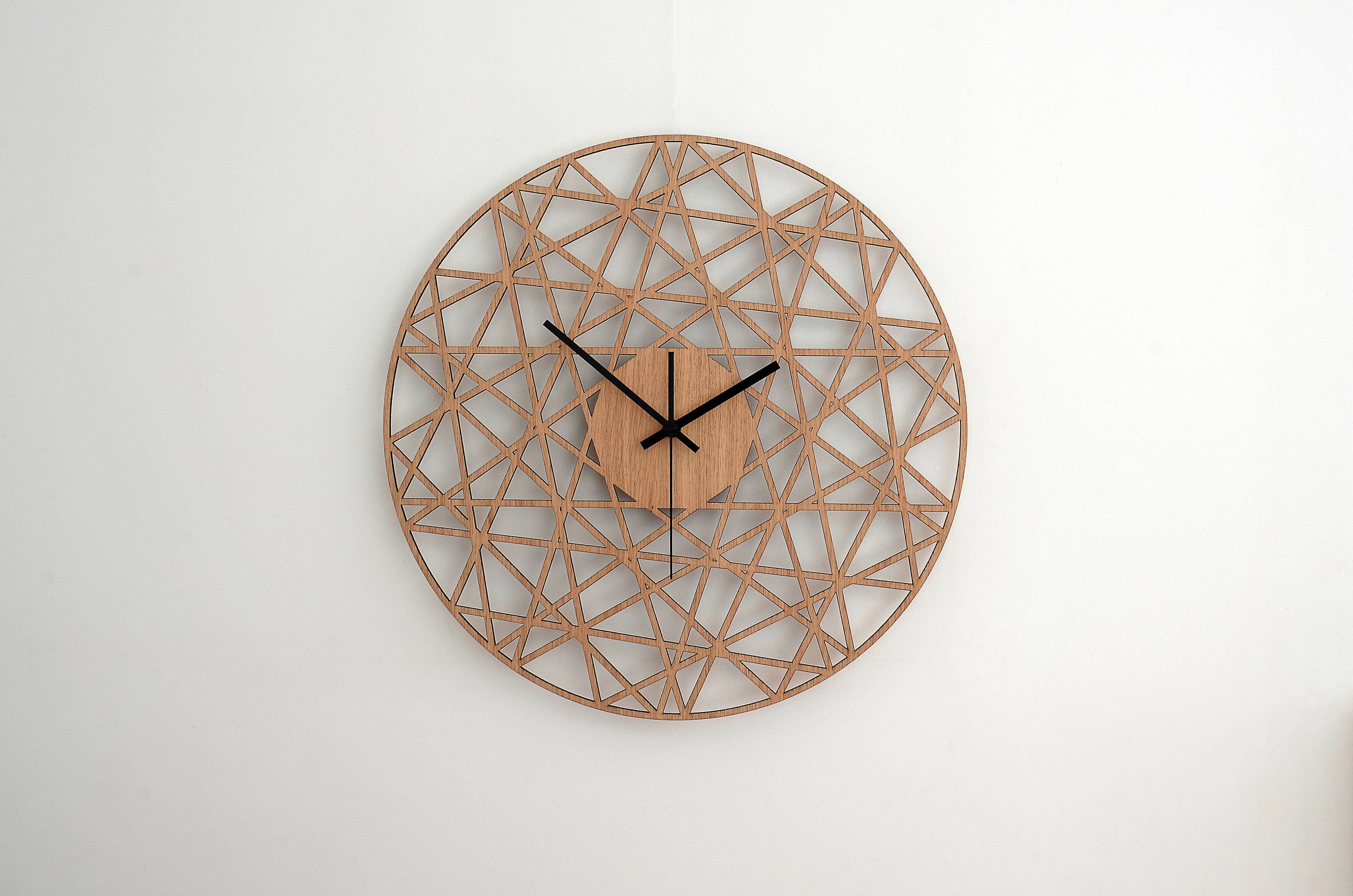 Wood Living Room Clock - Polygonal Wall Clock - Home Decor, Wood Decor ...