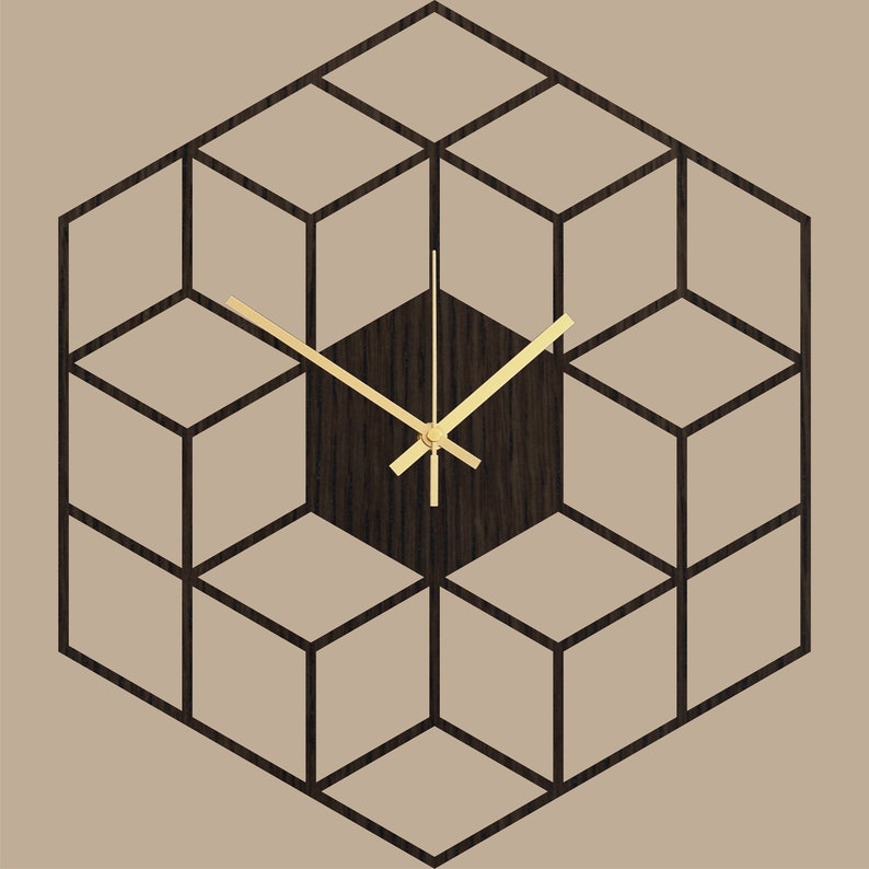 Brown Wall Clock Minimalist Design Scandinavian Style Wall | Etsy