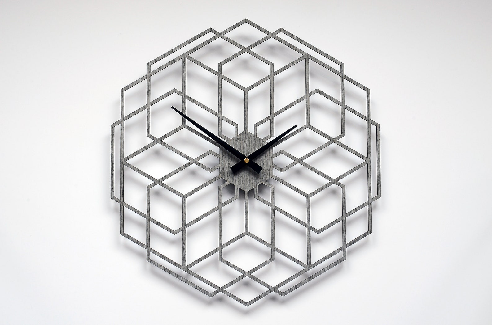 Wall Clock Geometric Design Clock Oversize Wood Wall Clock - Etsy