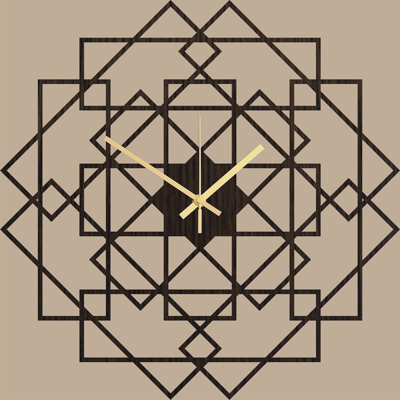 Wall Clock Wood Wall Clock Square Big Clock Square Wooden | Etsy