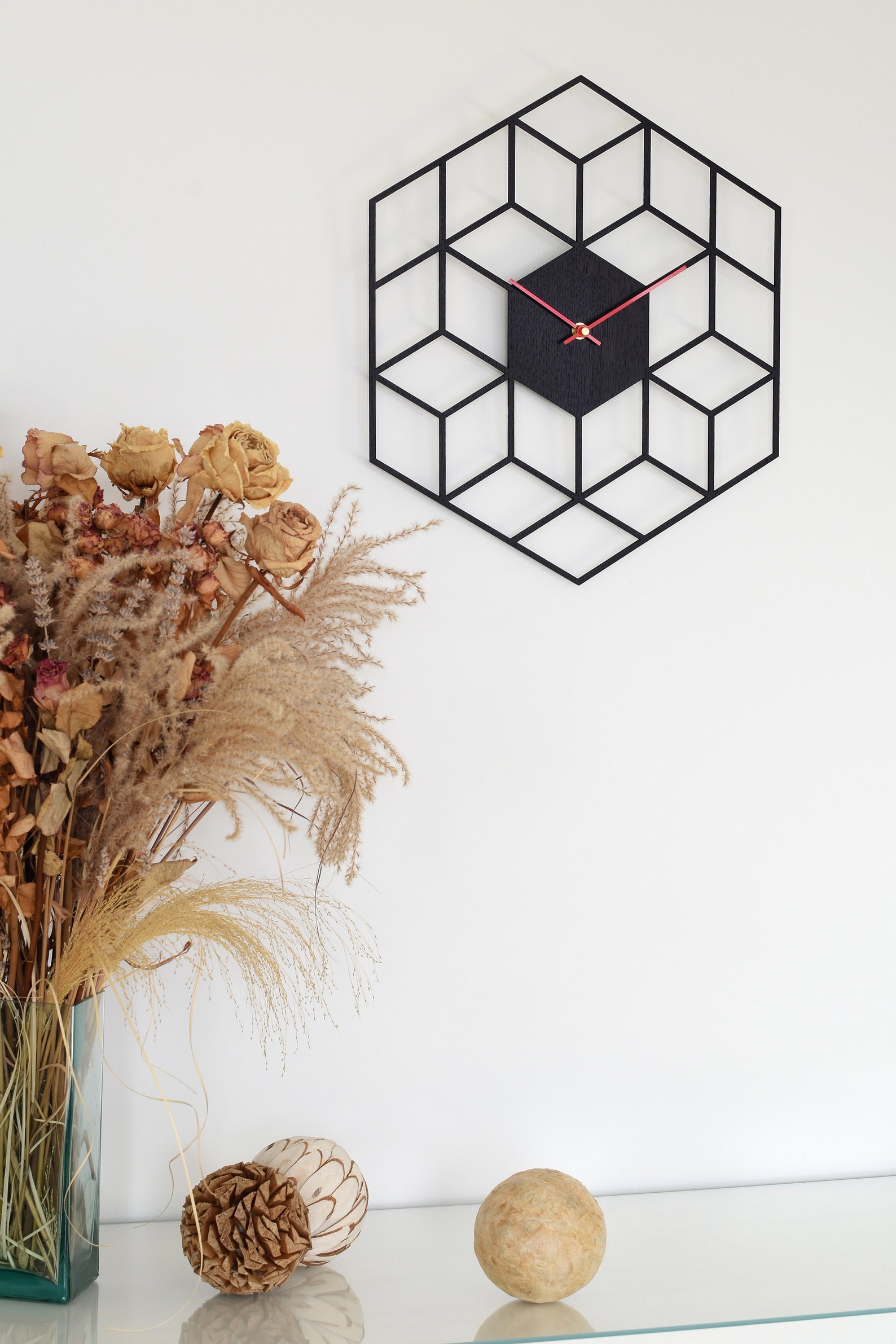 Brown Wall Clock - Minimalist Design Scandinavian Style Wall Decor for ...