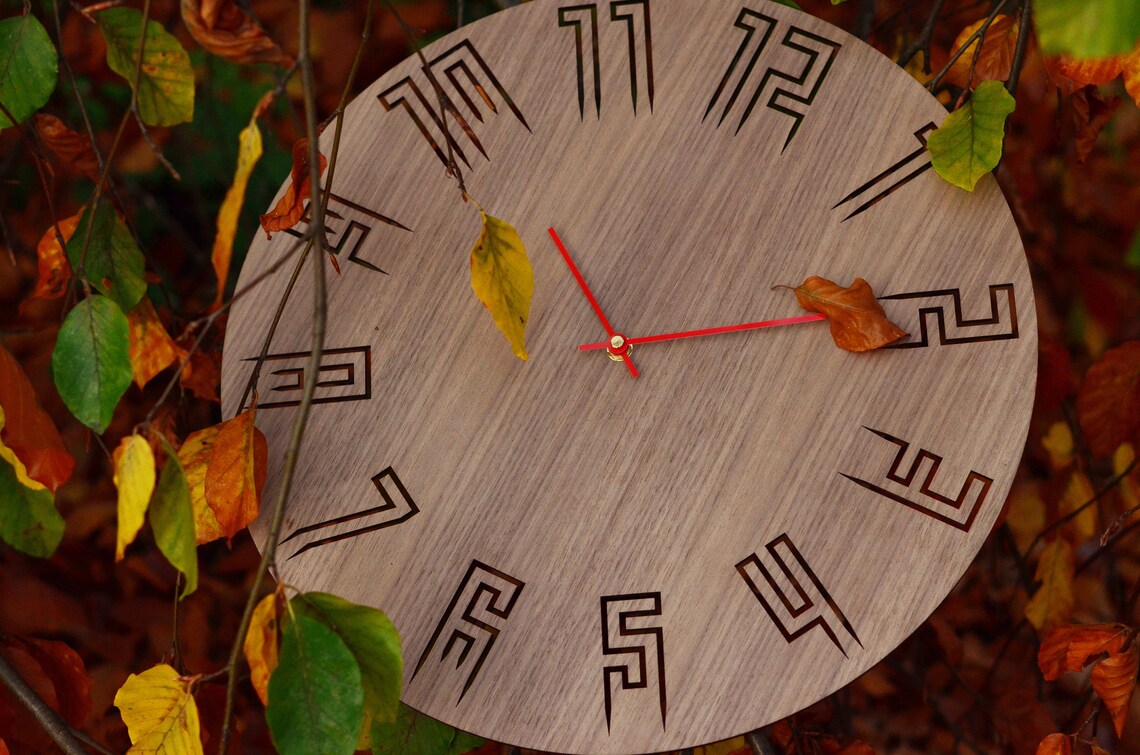 Modern Wall Clock With Numbers, Elegant Silent Wooden Clock With Large ...