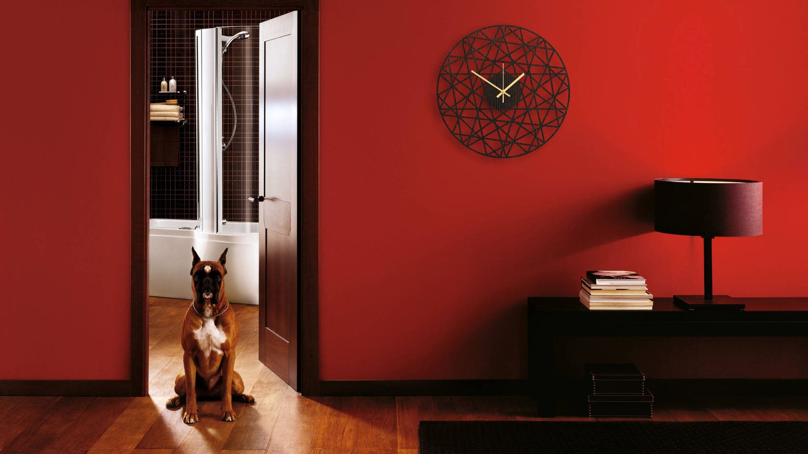 Brown Wall Clock - Wood Wall Clock Polygonal, Modern Wall Decor, Home ...
