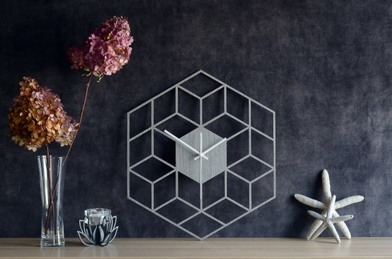 Cube Shape Silent Wood Clock Modern and Unique Clock for | Etsy