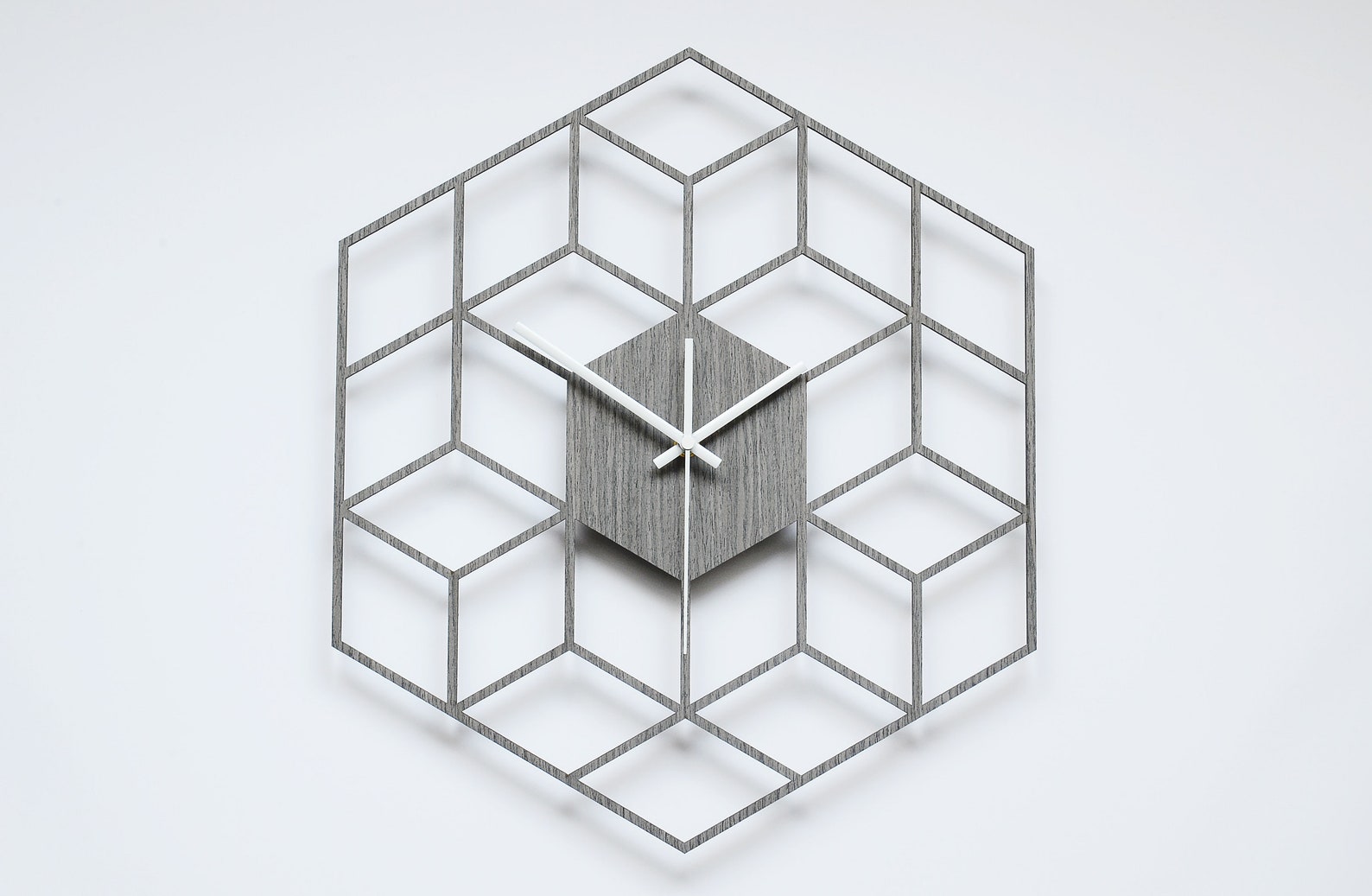 Minimalist Geometric Clock Cube Shape Wooden Wall Clock | Etsy