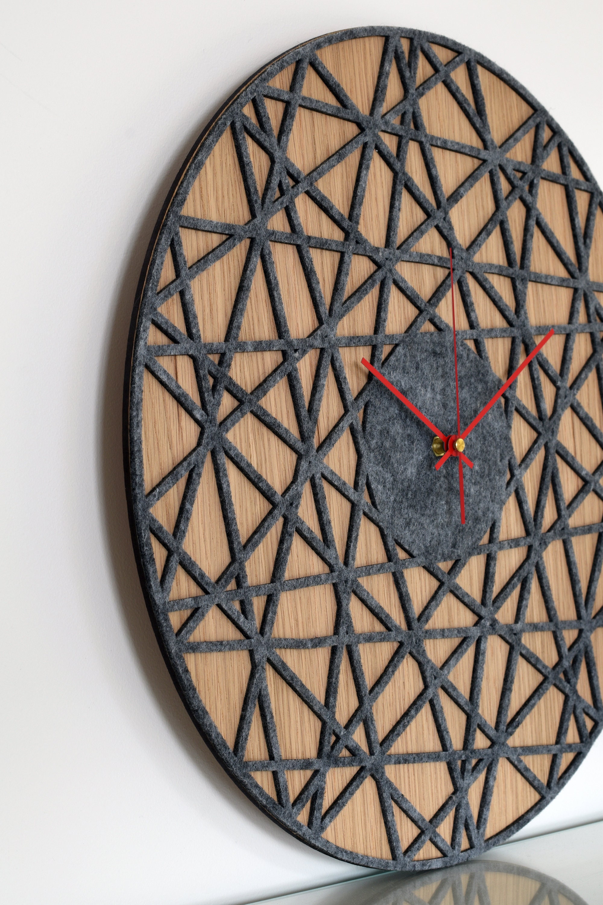 Large Wall Clock Gray Felt Wall Clock Polygonal Silent | Etsy