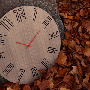 Rustic Wooden Modern Wall Clock With Numbers, Hanging Decor ...