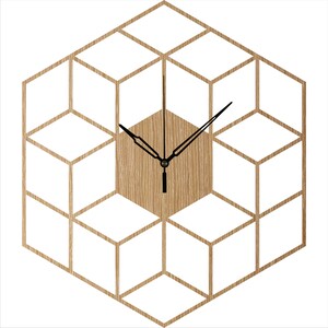 Cube Inspired Wooden Wall Clock, Silent Non Ticking Wood Clock ...