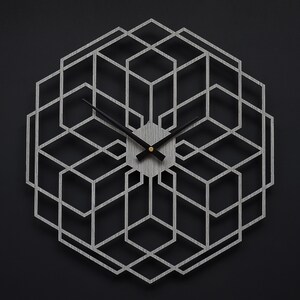 Wall Clock, Geometric Design Clock, Oversize Wood Wall Clock, New Home ...