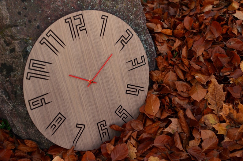 Modern Wall Clock With Numbers Rustic Wooden Personalized | Etsy