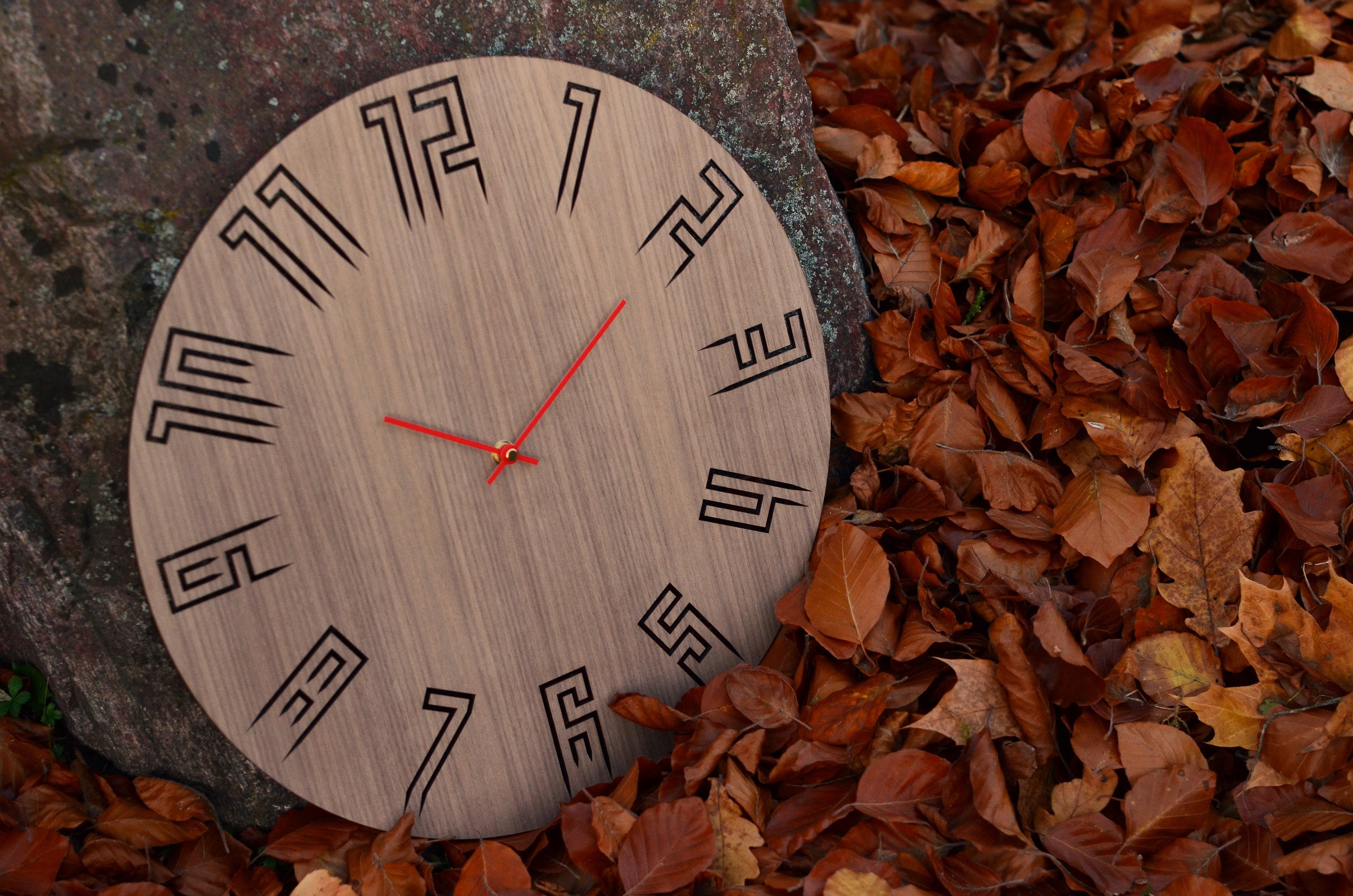 Modern Wall Clock With Numbers Rustic Wooden Personalized | Etsy