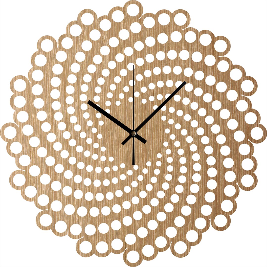 Wall Clock - Wood Wall Clock Spiral, Hanging Wall Clock, Living Room ...