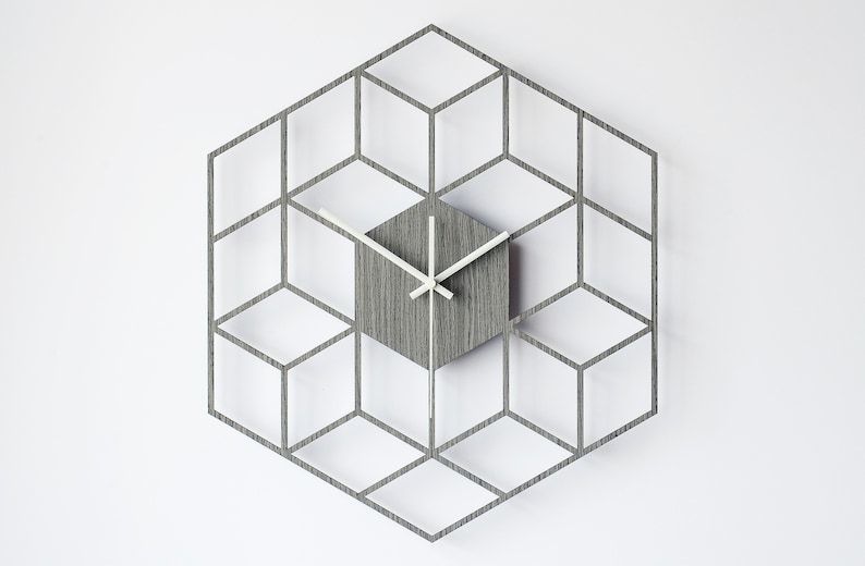 Cube Shape Silent Wood Clock Modern and Unique Clock for - Etsy