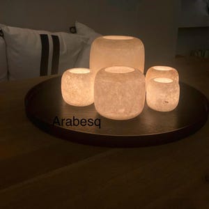 White Alabaster Stone Candle Holder, Egyptian Alabaster, Tea Light ...