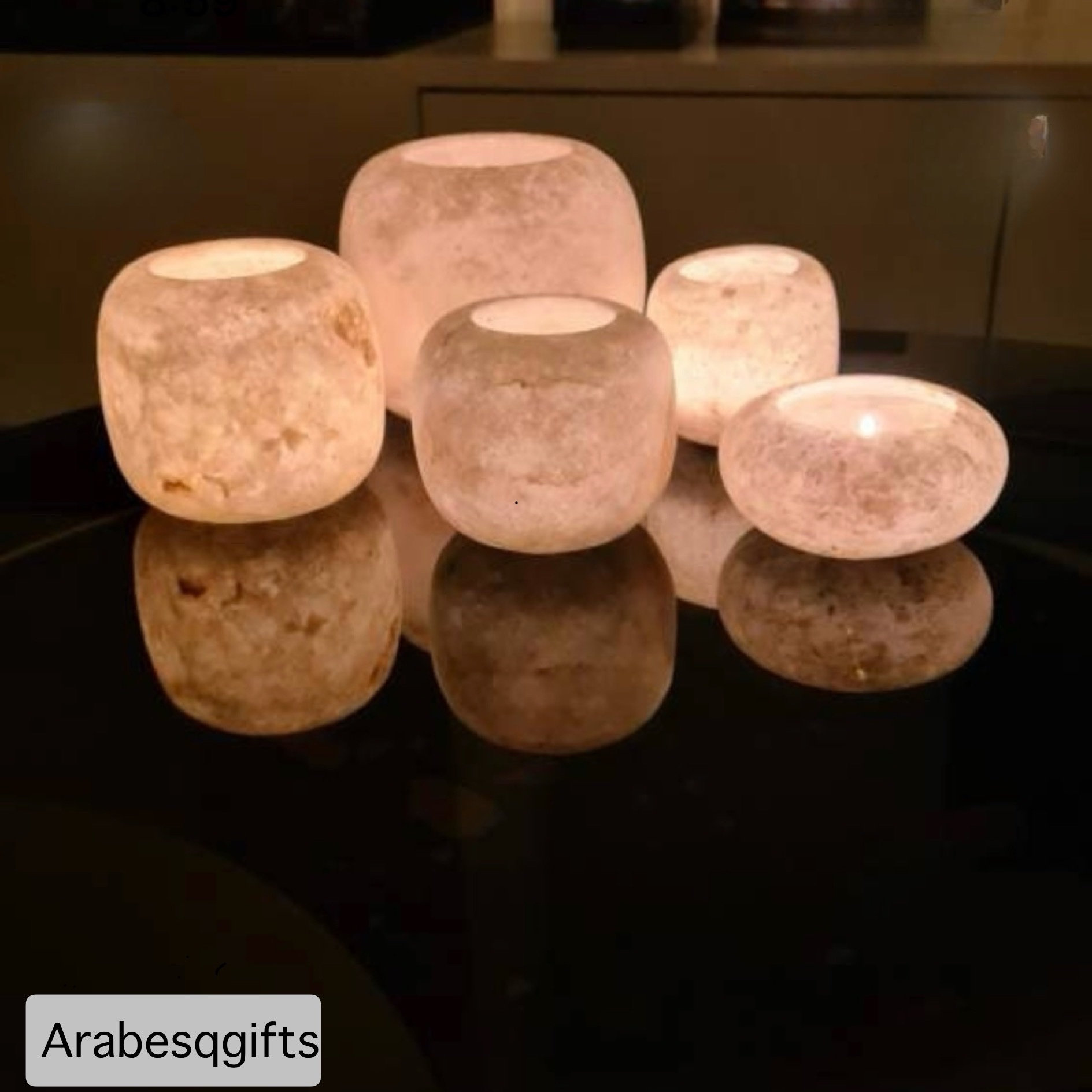 Set of 6 White ALABASTER CANDLE HOLDER White Alabaster Candle Holder ...