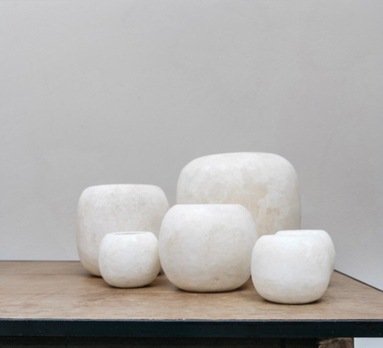 ALABASTER Handcrafted CANDLE HOLDER White Alabaster Candle Holder. Tea ...