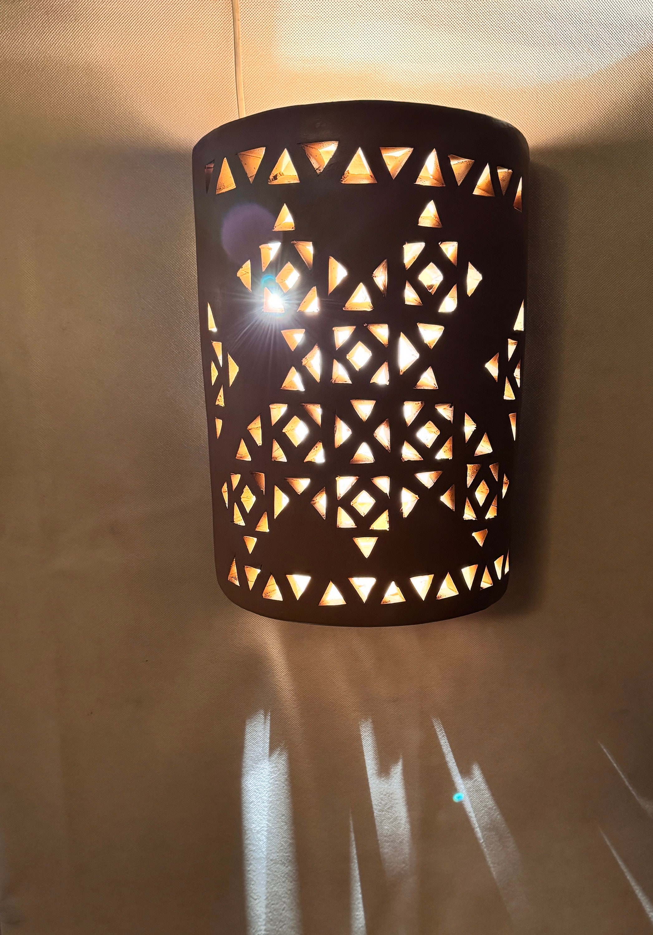 Clay Wall Light , Clay Sconces, Wall Lamp , Handmade Clay Terra Cotta ...