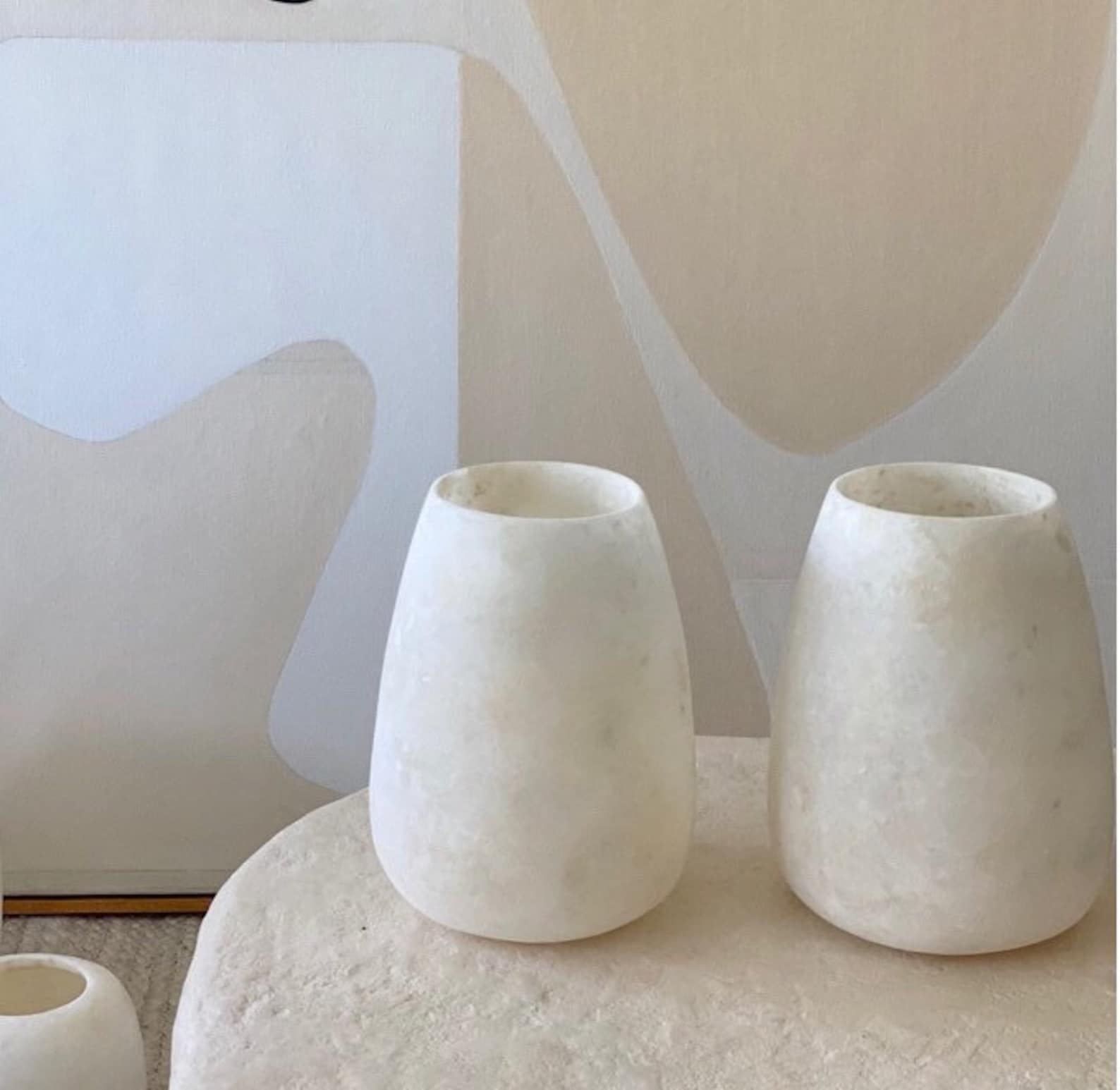 Alabaster Candleholders Oval. White Alabaster Stone Candle - Etsy