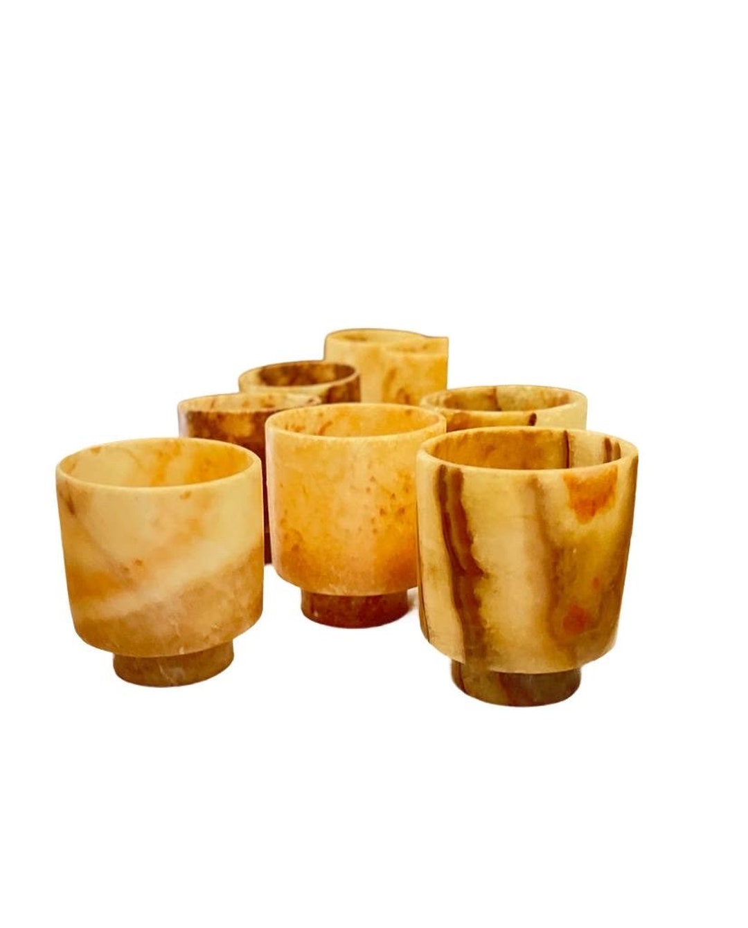 Egyptian White Brown Alabaster Stone Tea Light Candle Holder Alabaster ...