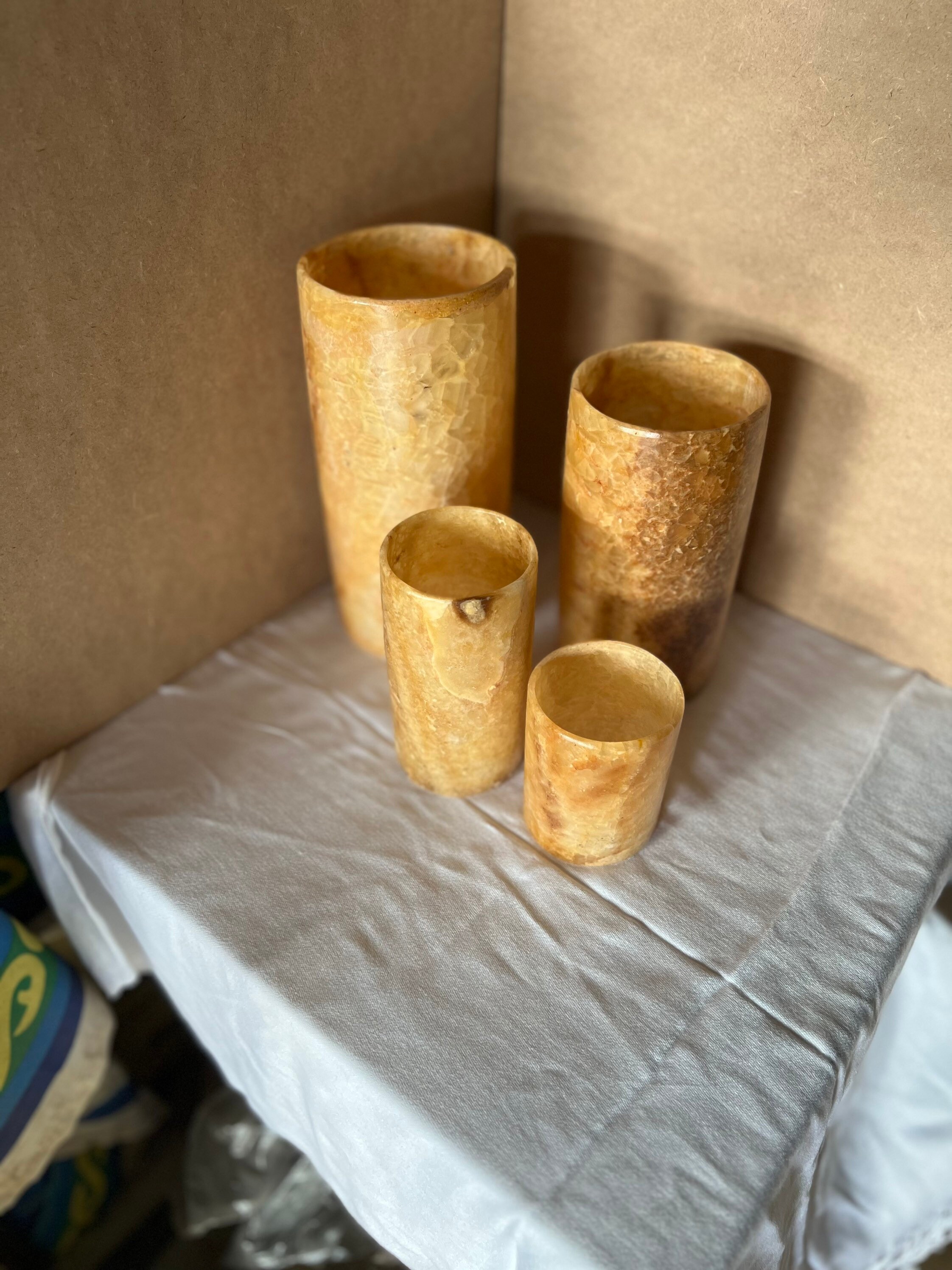 ALABASTER Handcrafted CANDLE HOLDER Brown Alabaster Candle - Etsy
