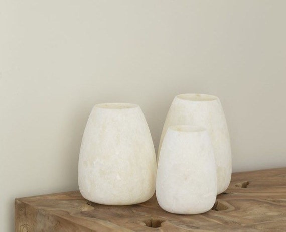 Alabaster Candleholders Oval. White Alabaster Stone Candle - Etsy