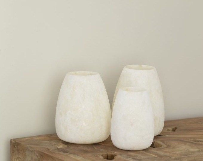 Alabaster Candleholders - Oval. White Alabaster Stone Candle Holder ...