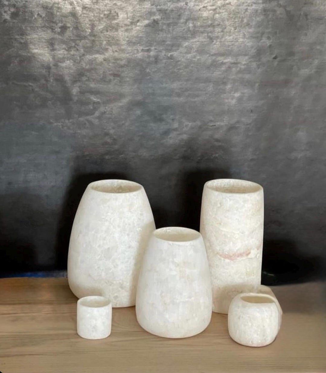 Set of 5 White ALABASTER CANDLE HOLDER White Alabaster Candle Holder ...