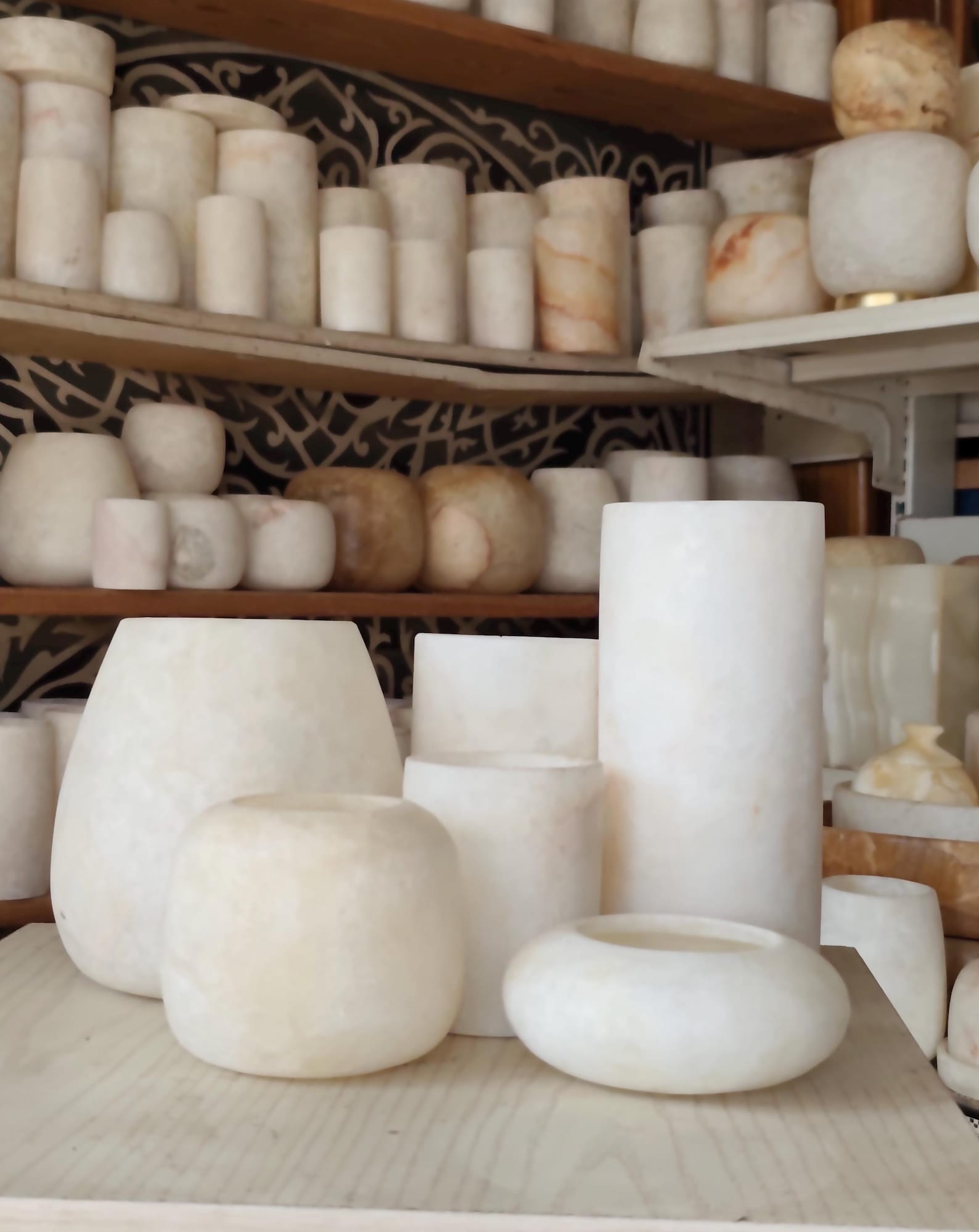 Set of 6 White ALABASTER CANDLE HOLDER White Alabaster Candle Holder ...