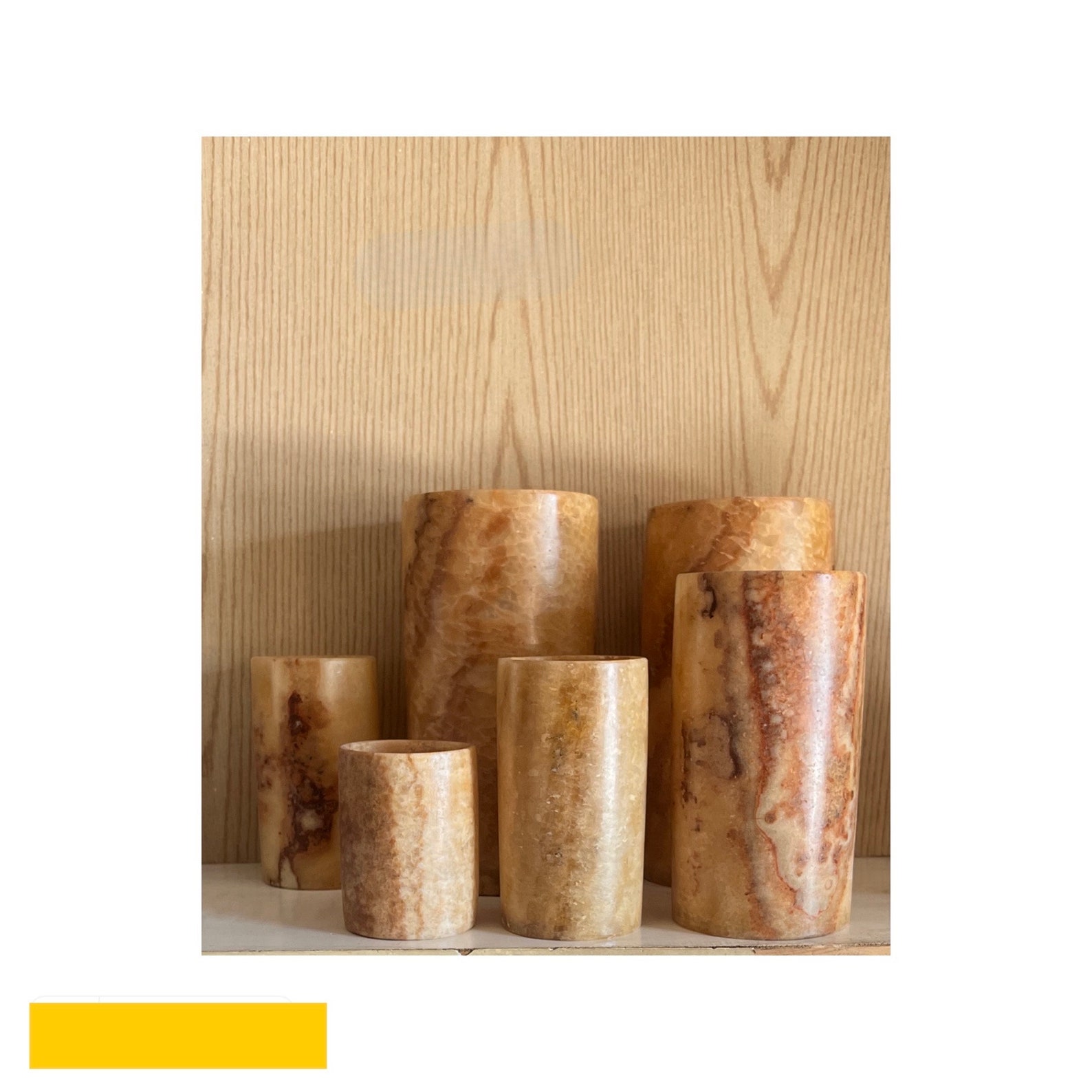 ALABASTER Handcrafted CANDLE HOLDER Brown Alabaster Candle Holder. Tea ...