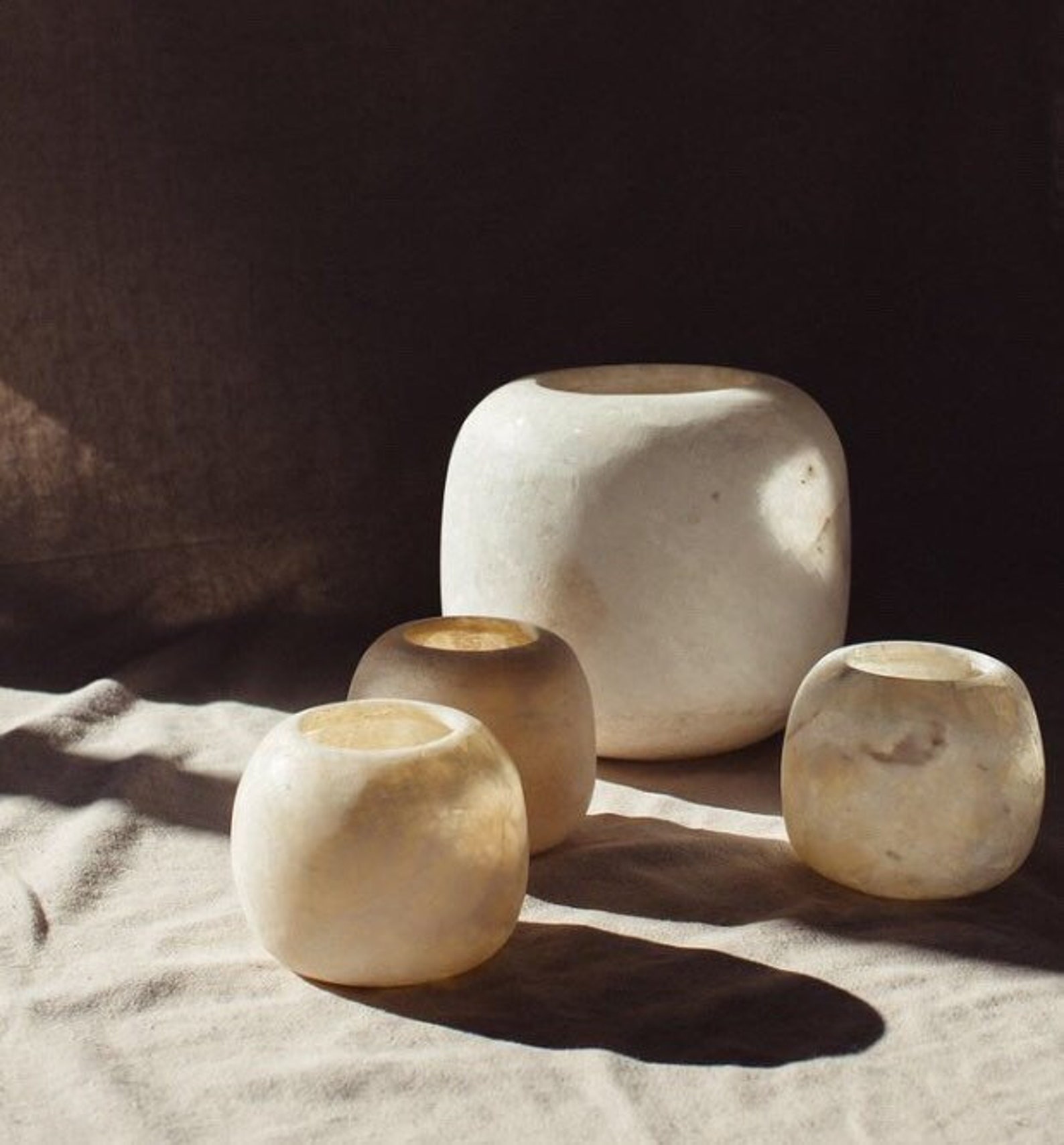 ALABASTER Handcrafted CANDLE HOLDER White Alabaster Candle - Etsy