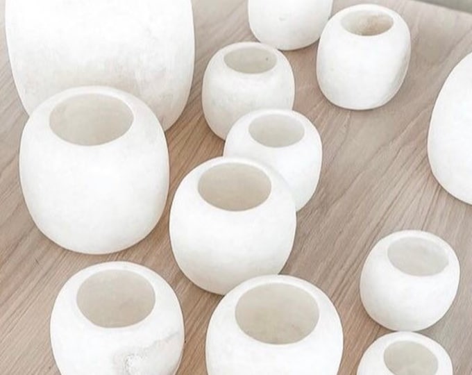 Egyptian White Alabaster, ALABASTER Handcrafted CANDLE HOLDER . Tea ...