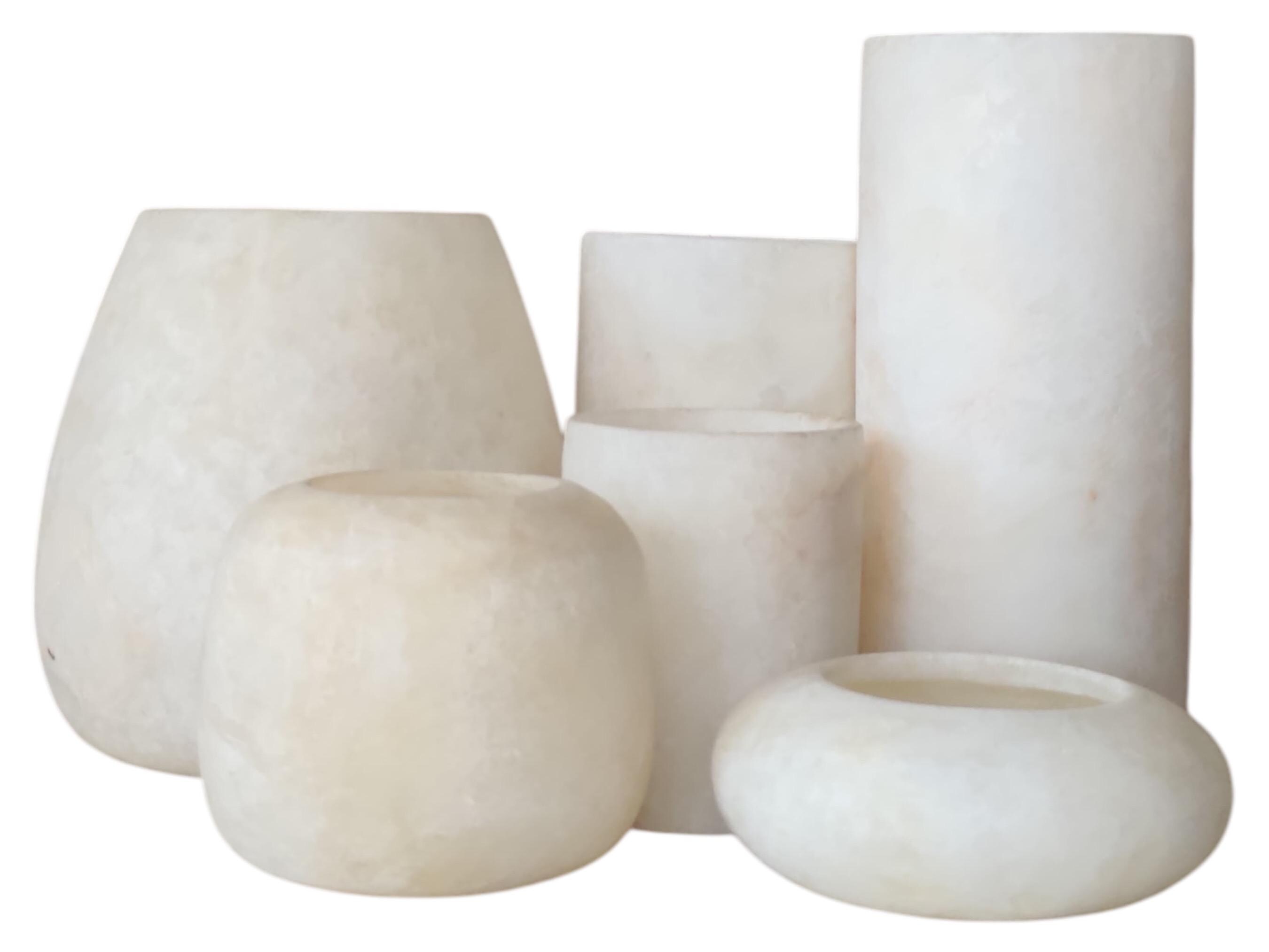 Set of 6 White ALABASTER CANDLE HOLDER White Alabaster Candle Holder ...