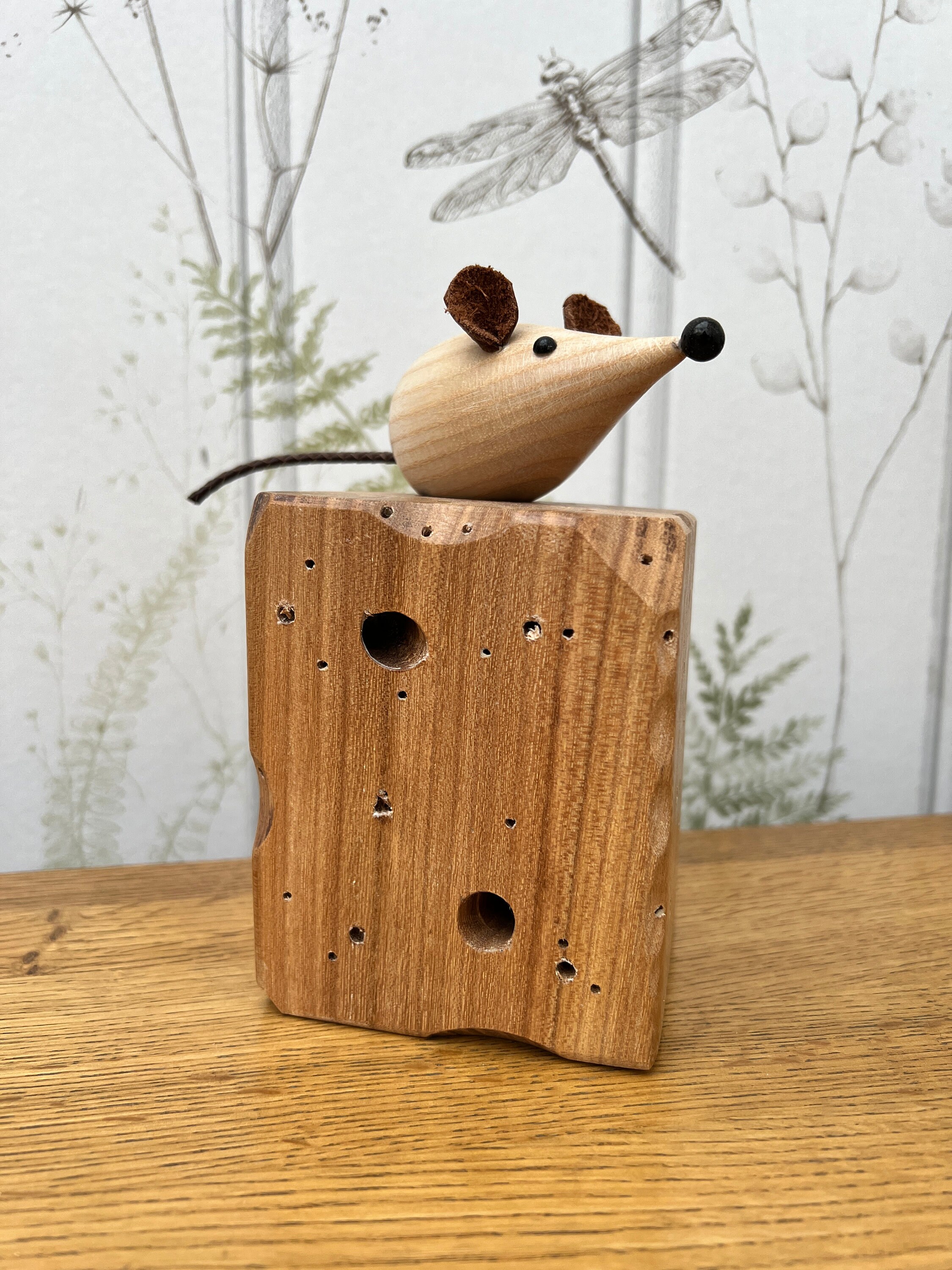 Turned Wooden Mouse on A Block of Wooden Cheese - Etsy UK