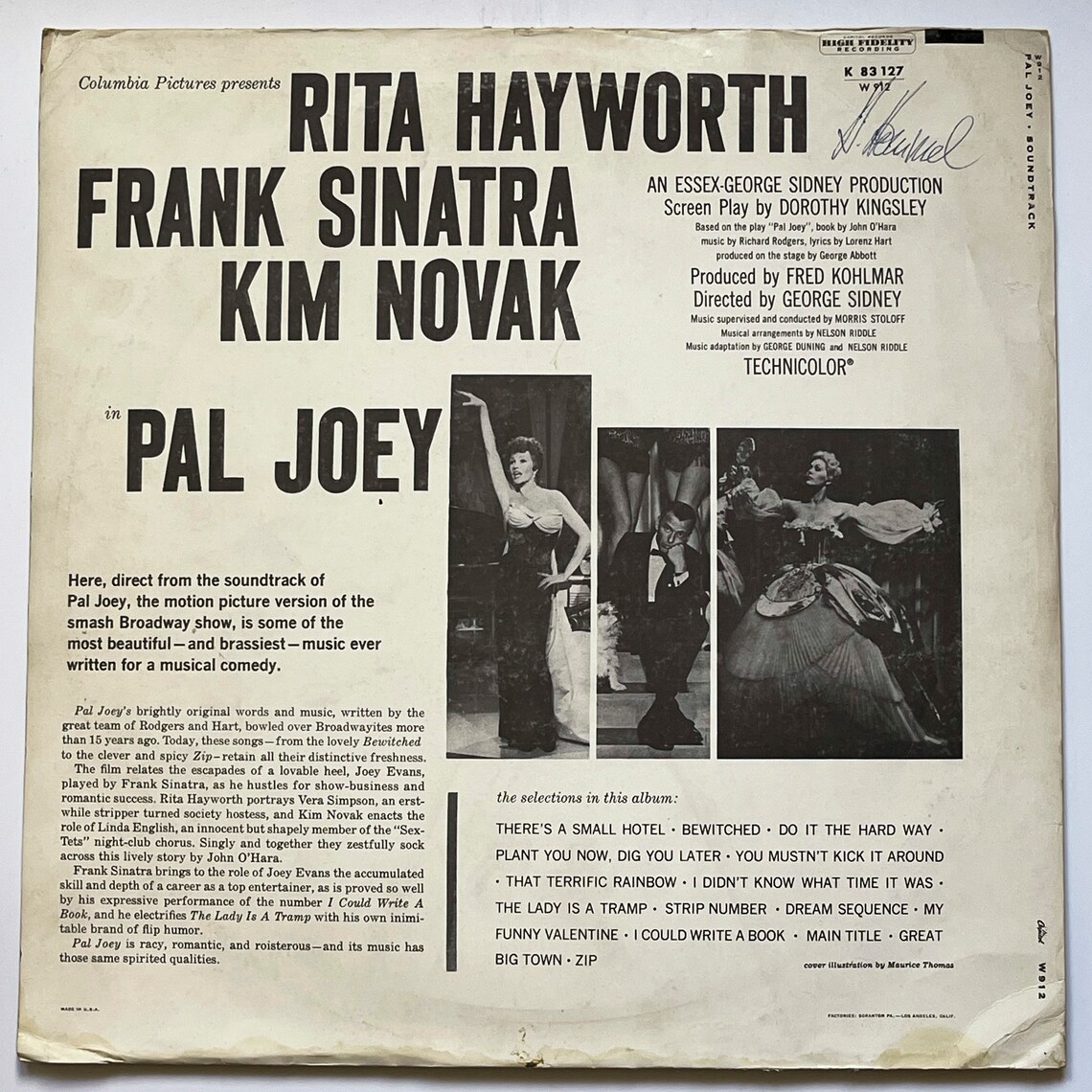 Frank Sinatra - Pal Joey (soundtrack) / Vintage Vinyl Record LP Music ...