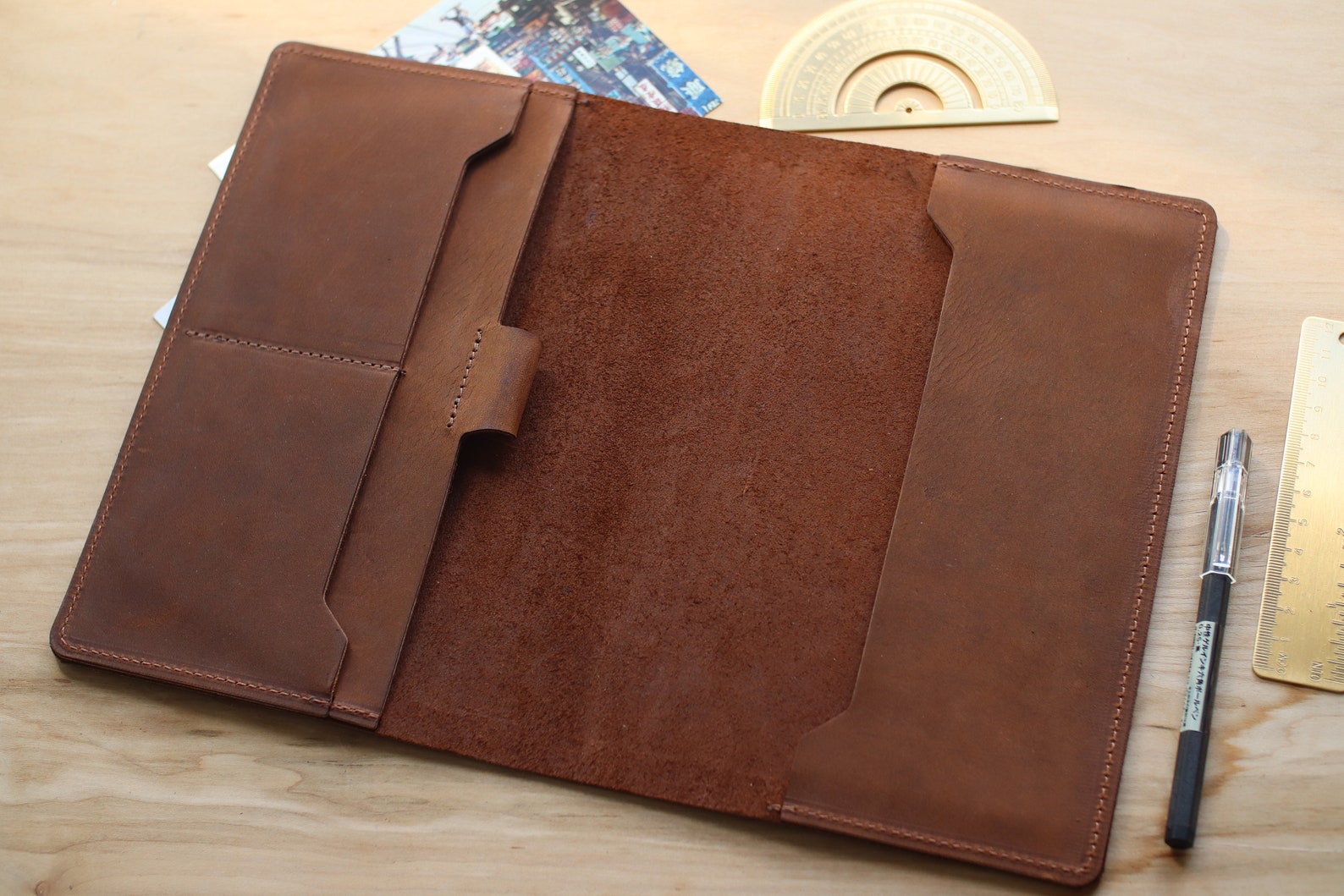 4 Pocket Leather Notebook Journal Cover, Personalized | for Moleskine ...