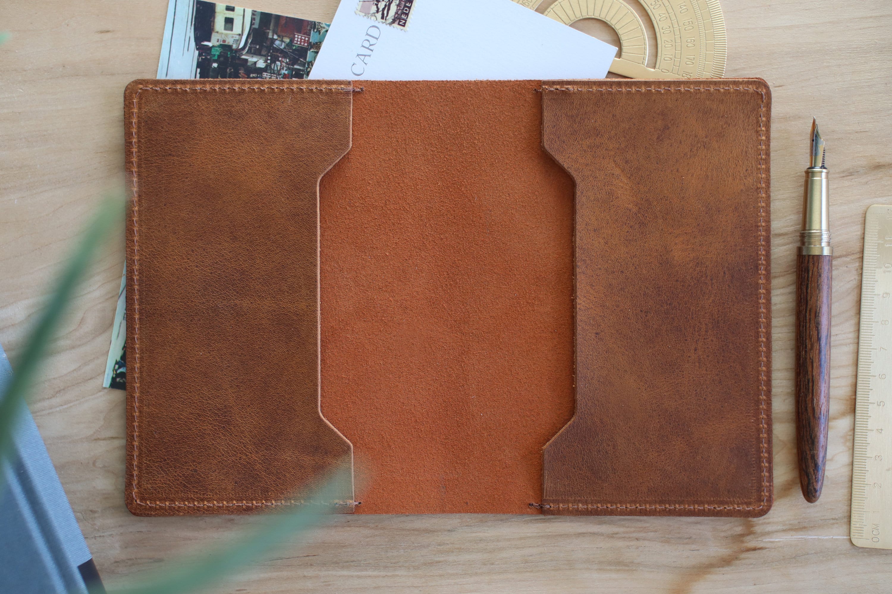 2 Pocket Leather Notebook Journal Cover Personalized for - Etsy