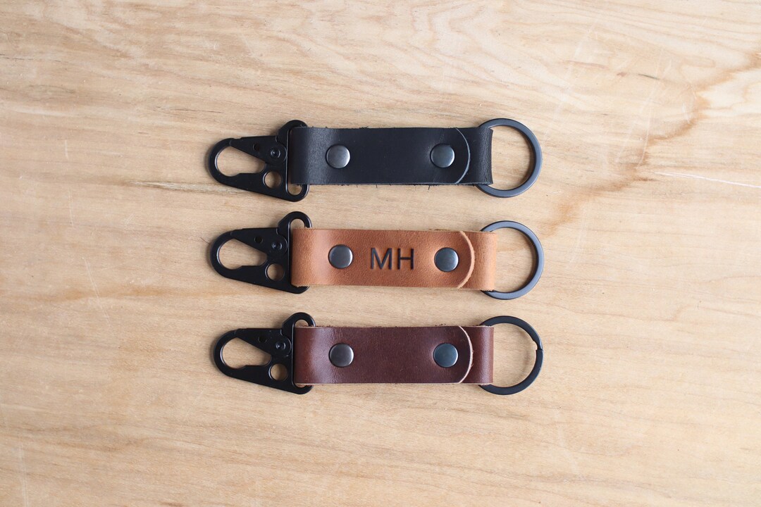 Tactical Leather Keychain With Sling Hook: Personalized, Multiple ...