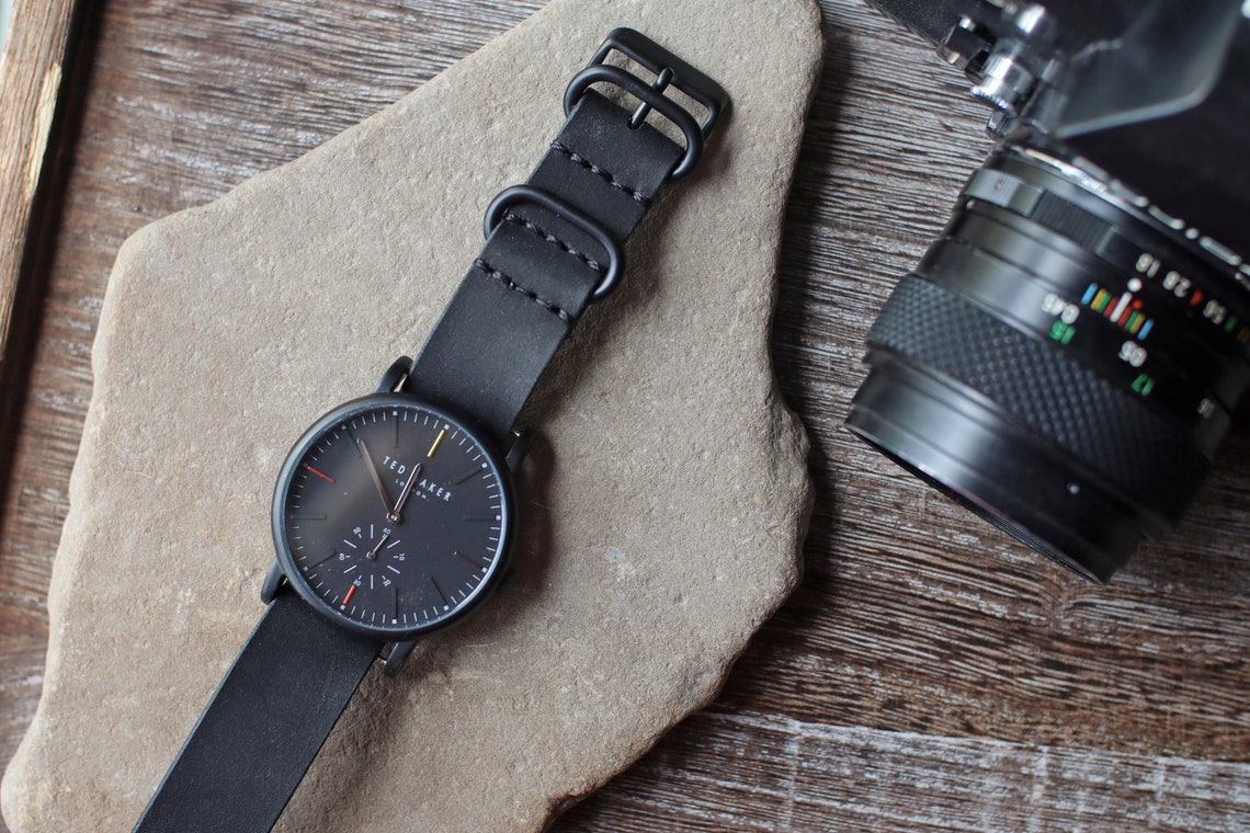 Leather Watch Strap Band Slip Through Style Full Grain - Etsy