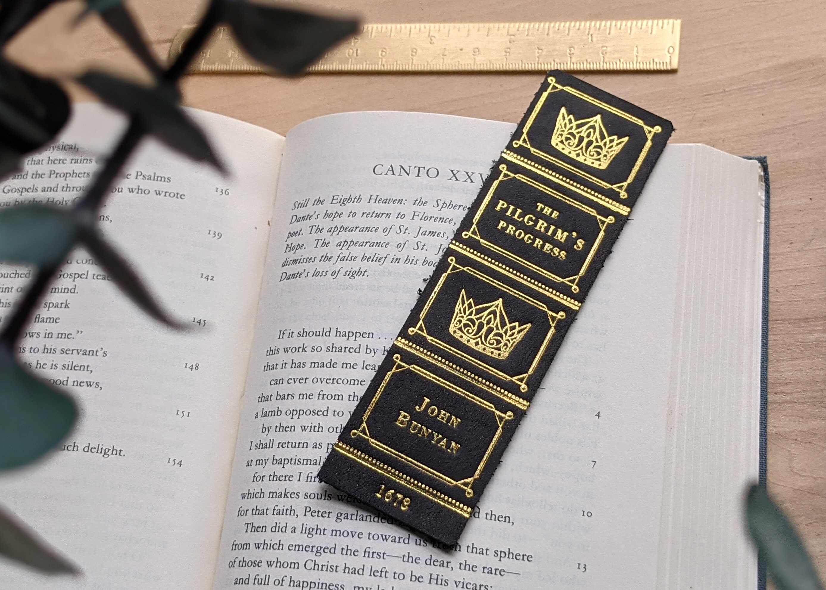 Gold Embossed Leather Bookmark of Classic Books Pride and | Etsy